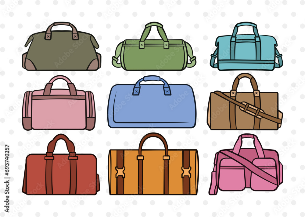 Duffel Bag SVG, Duffel Bag Clipart, Bag Svg, Travel Bag Svg, Vacation ...