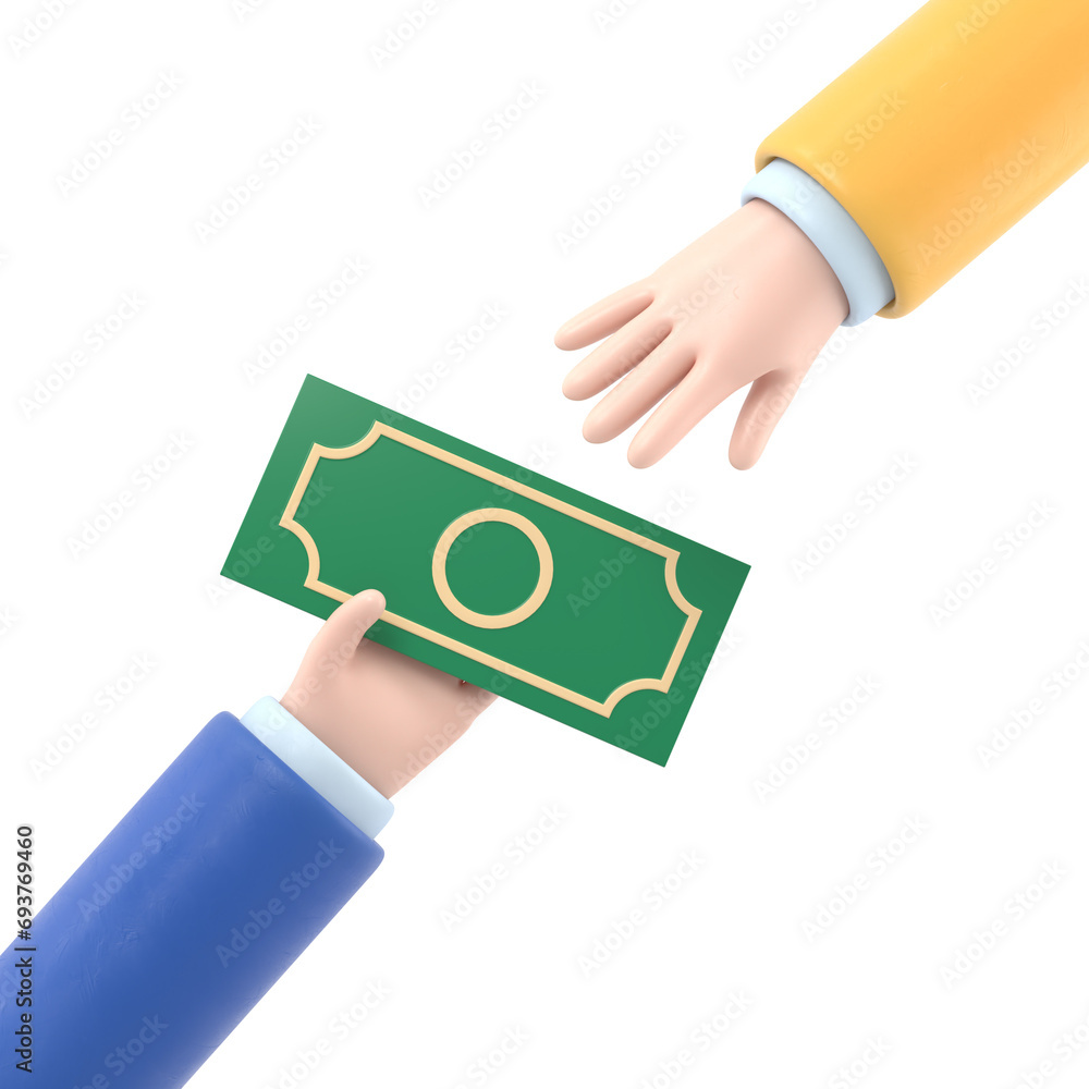 Cartoon Gesture Icon Mockup.Two cartoon businessman hands,giving money ...