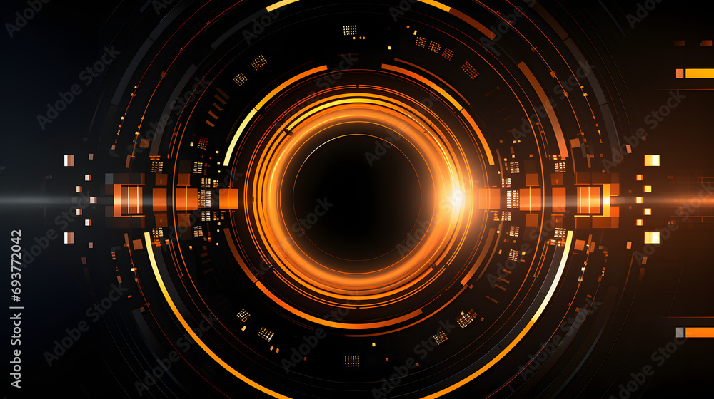 orange Abstract technology background circles digital hi-tech ...