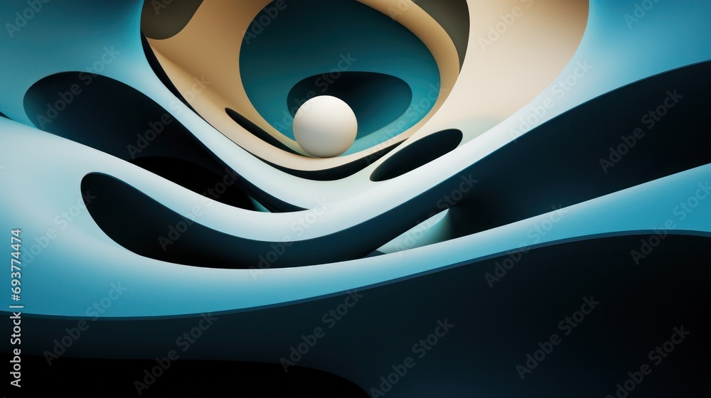 3D abstract illustration of the movement of a spherical body along the ...