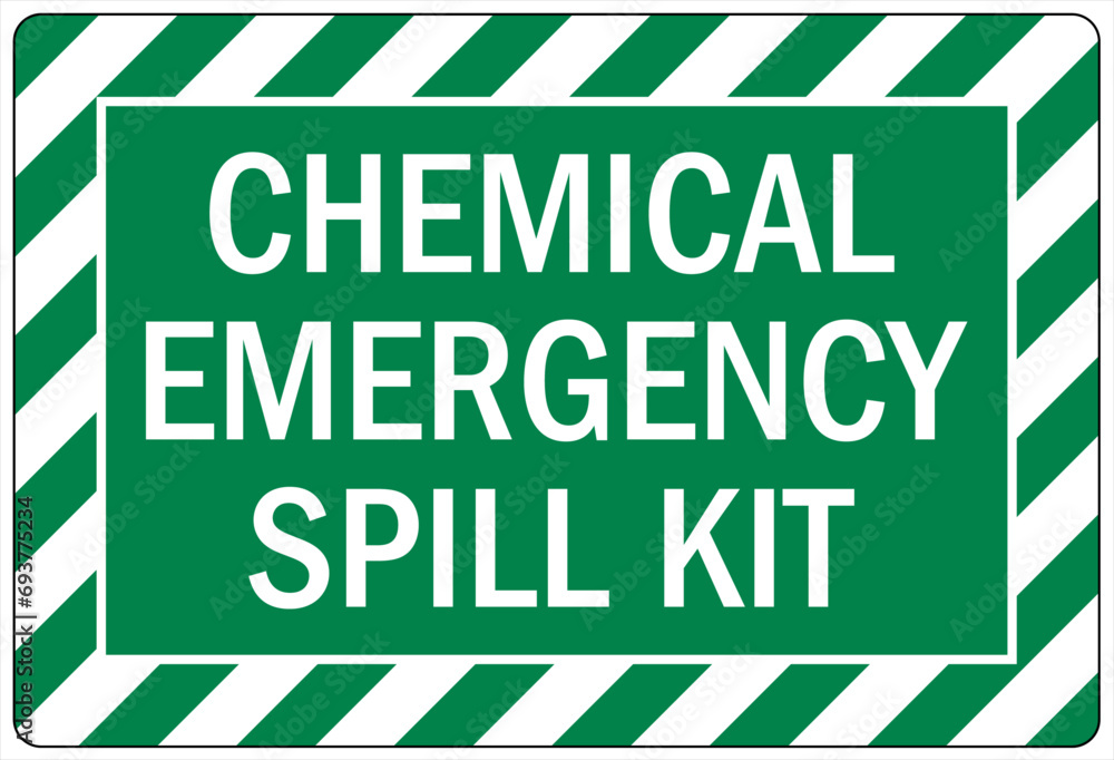 Spill clean up sign and labels chemical emergency spill kit Stock ベクター ...