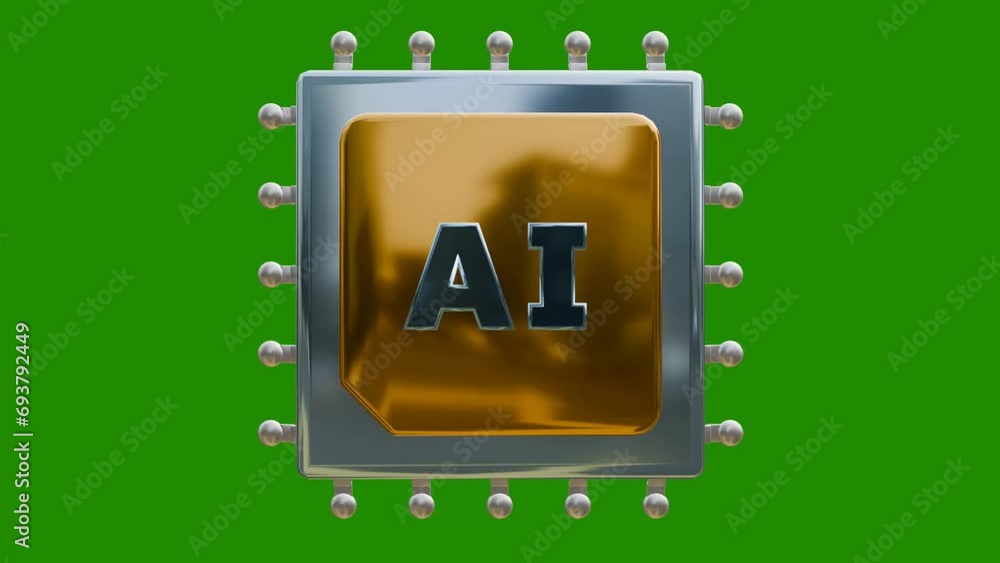 Illustration of an AI computer processor on a green background ...