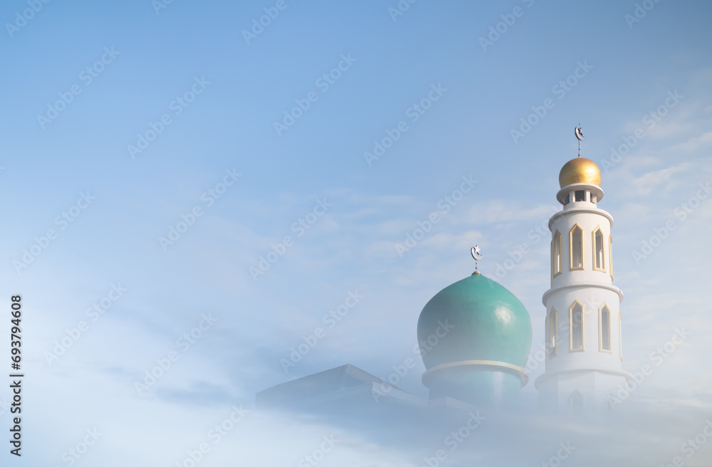 Mosque Arab Muslim Building Greeting Mubarak Islam Ramadan Element ...