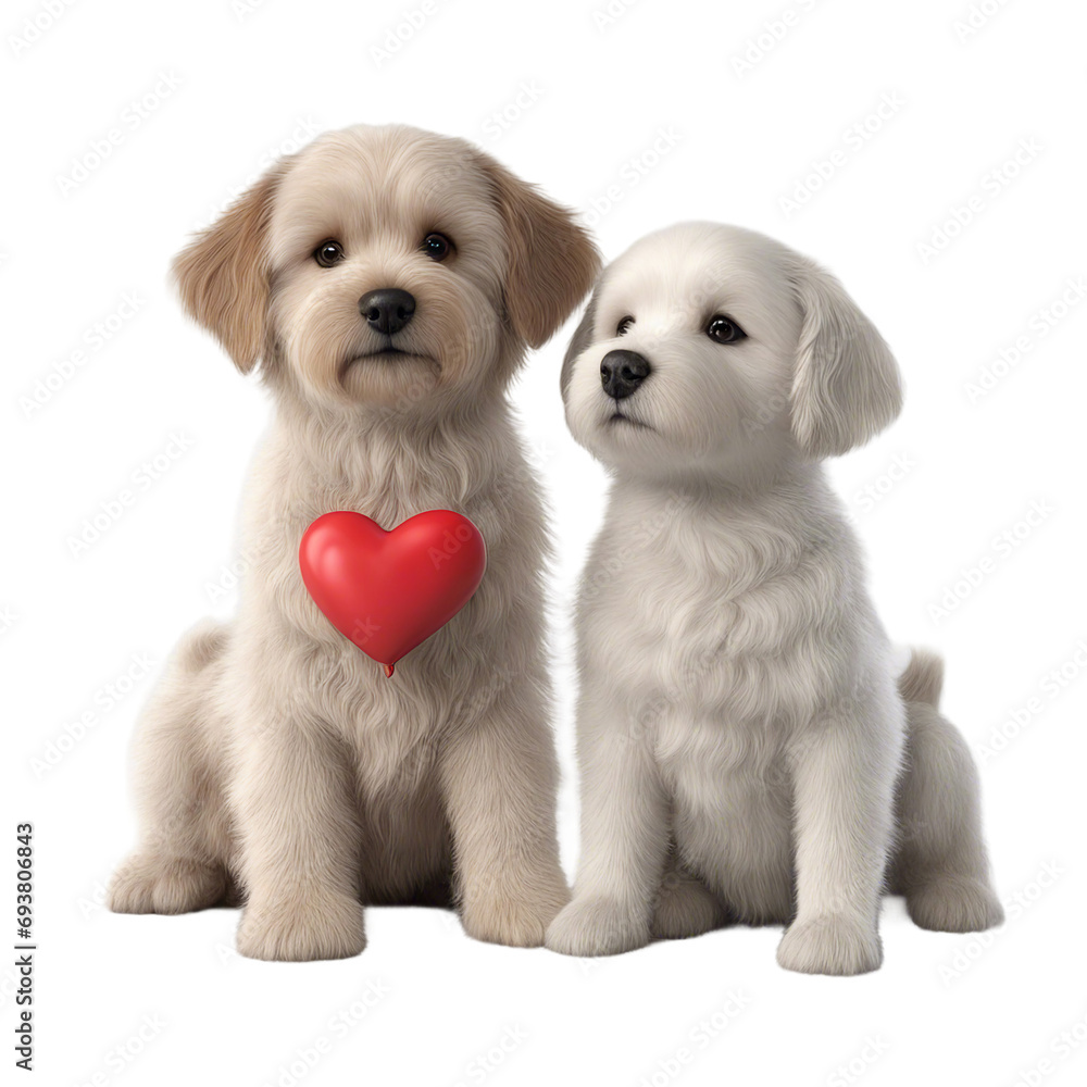 Cute and Cuddly Dogs in Valentine's Day Poses with Hearts: Holding ...