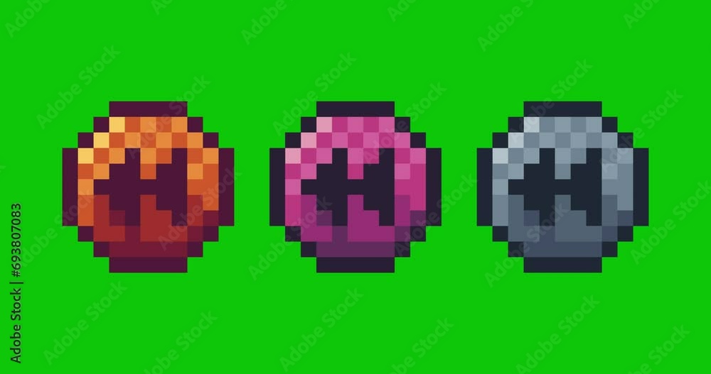 Green screen of back button, back icon bits pixel slowly appeared and ...