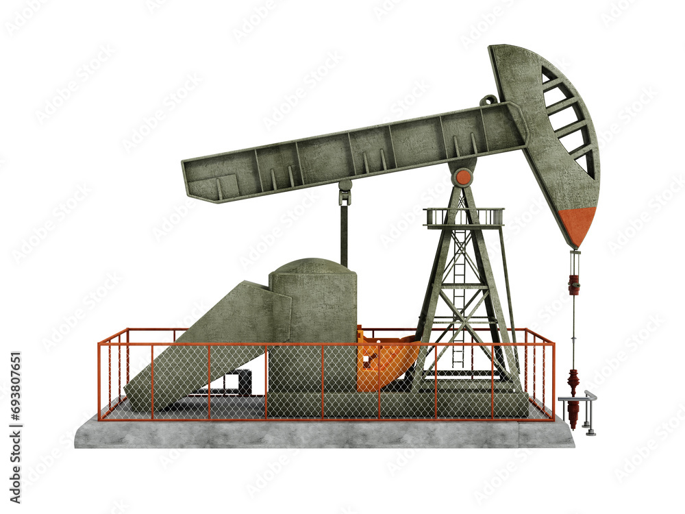 Pumpjack isolated on transparent background. 3D illustration Stock ...
