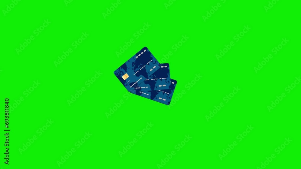 Wallet convert digital wallet credit card 2d animation 4k green screen ...