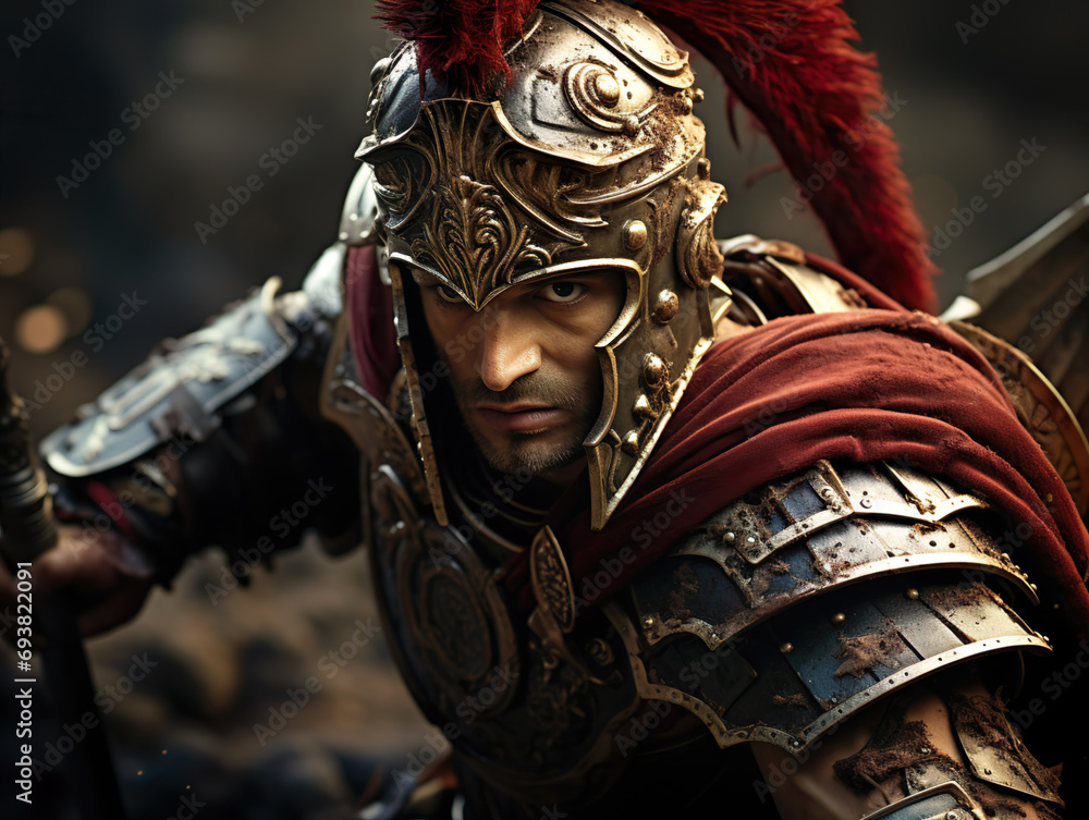 Spartan warrior ready to fight. Roman male legionary (legionaries) wear ...