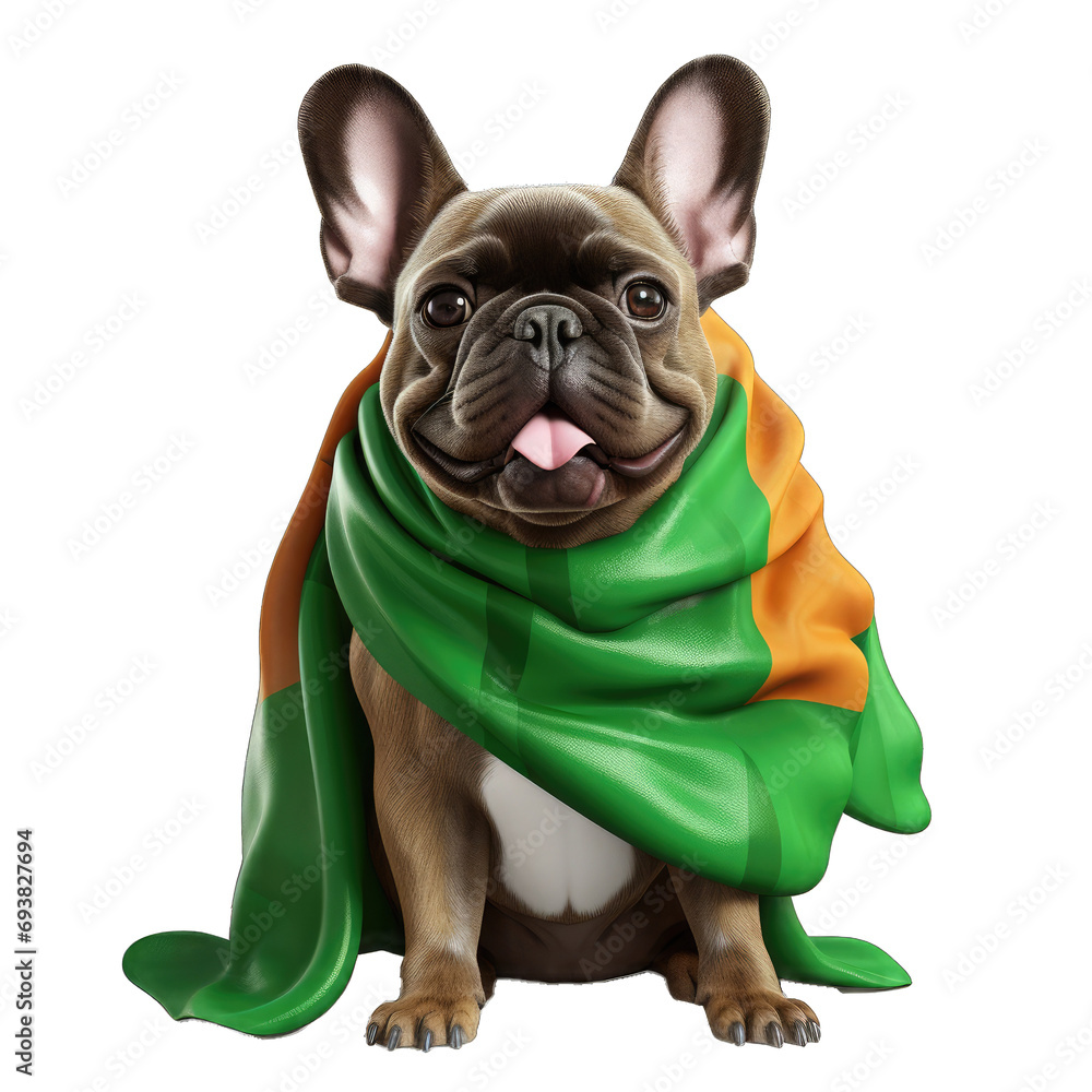 A French Bulldog With an Irish Flag Cape for St. Patricks Day Emoji ...