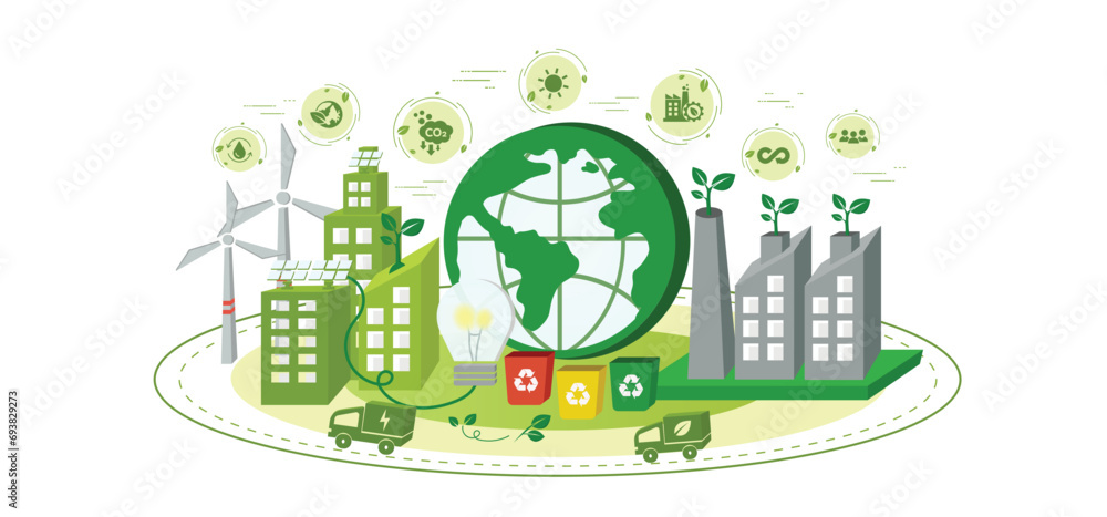 World environment and sustainable development concept with ecology ...