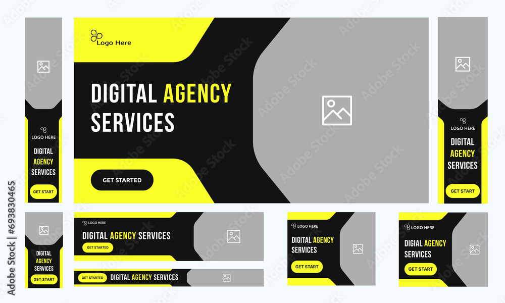 Customizable vector digital agency web bundle banner design, social ...
