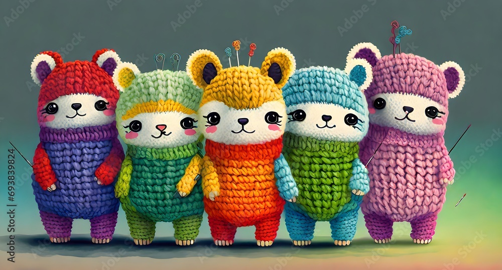 Amigurumi and crochet birds, generative ai. Crochet cute, fluffy animal ...