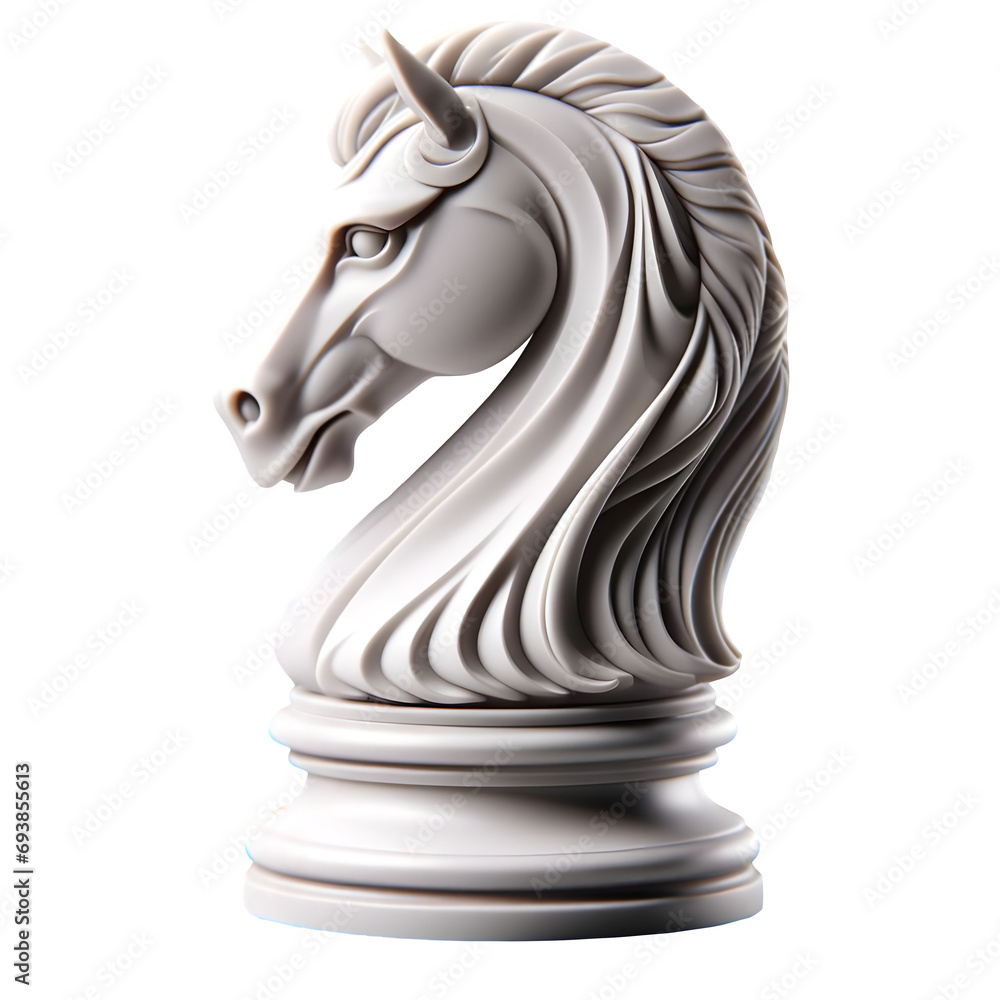 White chess knight isolated on transparent background, chess piece ...