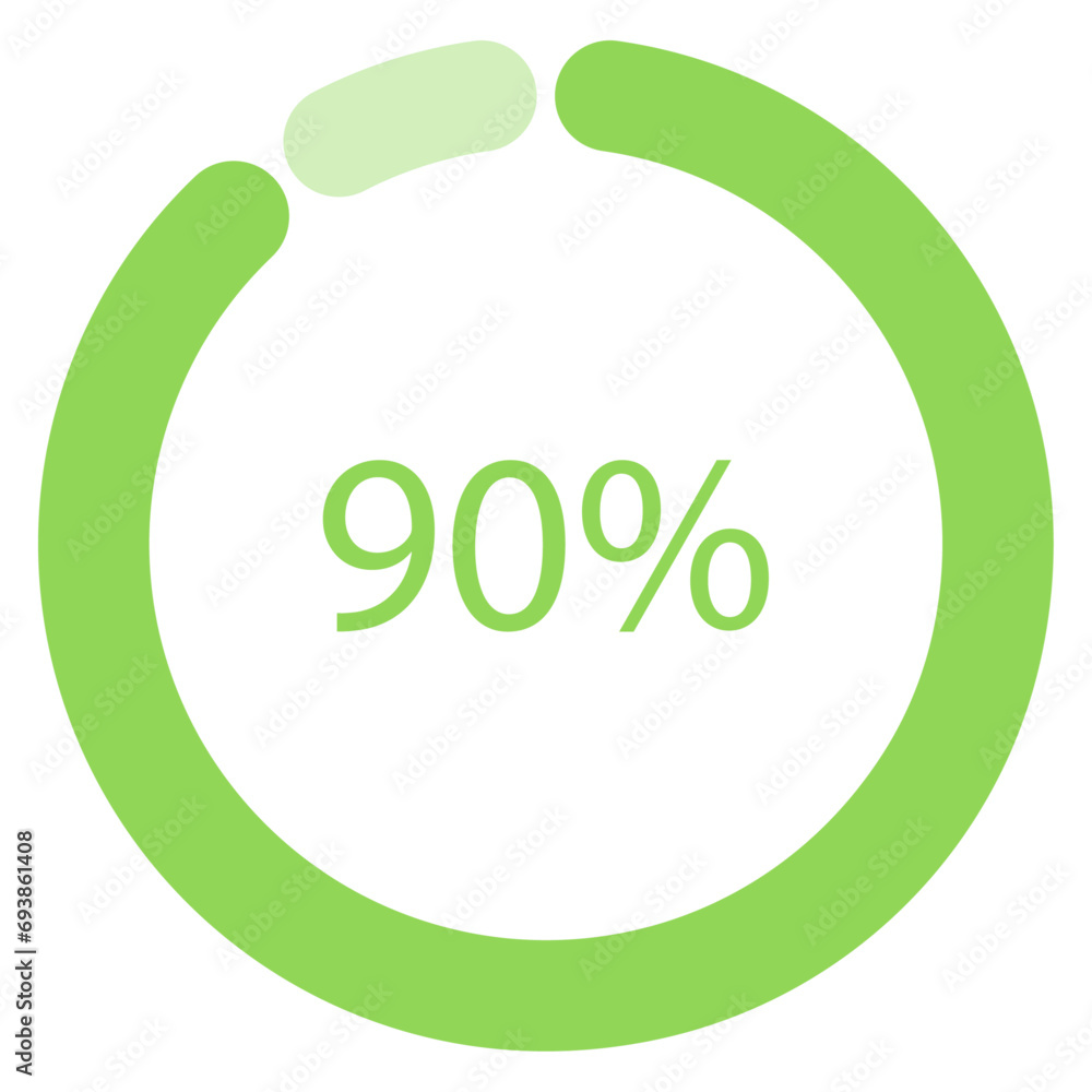 90% Loading. 90% circle diagrams Infographics vector, 90 Percentage ...