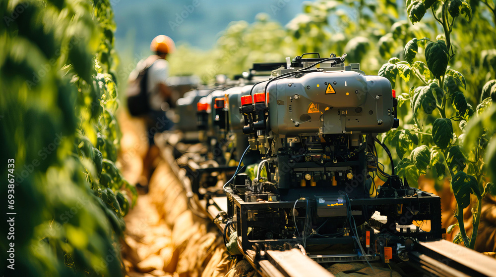 Automated Precision Agriculture: Farm Machinery Operating Between Rows ...