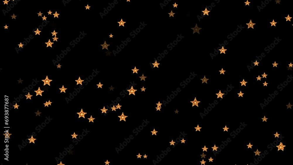 3d Golden Star Falling Down On The Black Bg. 3d Stars Shape Golden ...