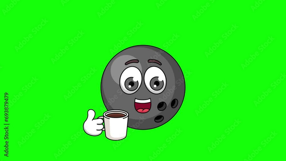 bowling ball emoticon with drinking coffee style, emoji emoticon ...