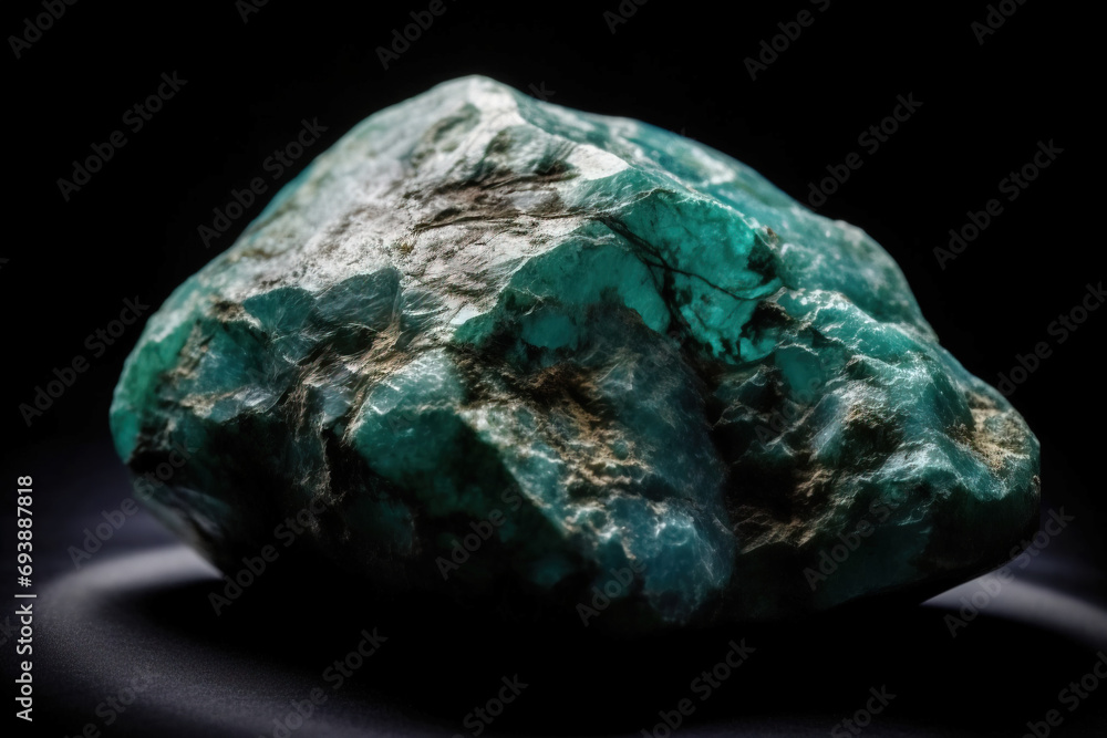 Grandidierite is a rare precious natural stone on a black background ...