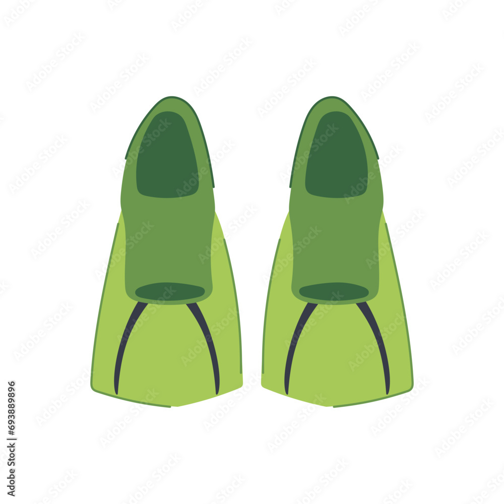 diver flippers cartoon. beach fins, isometric scuba, aquatics line ...