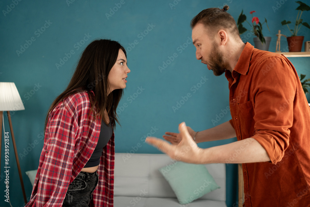 Domestic violence and emotional abuse, stressed woman and aggressive ... Domestic violence and emotional abuse, stressed woman and aggressive ...