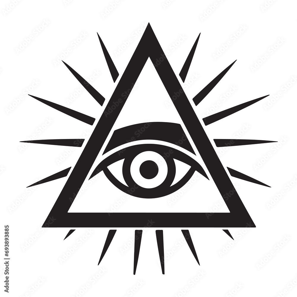 Illuminati symbols, masonic sign, seeing eye silhouette. Stock Vector ...