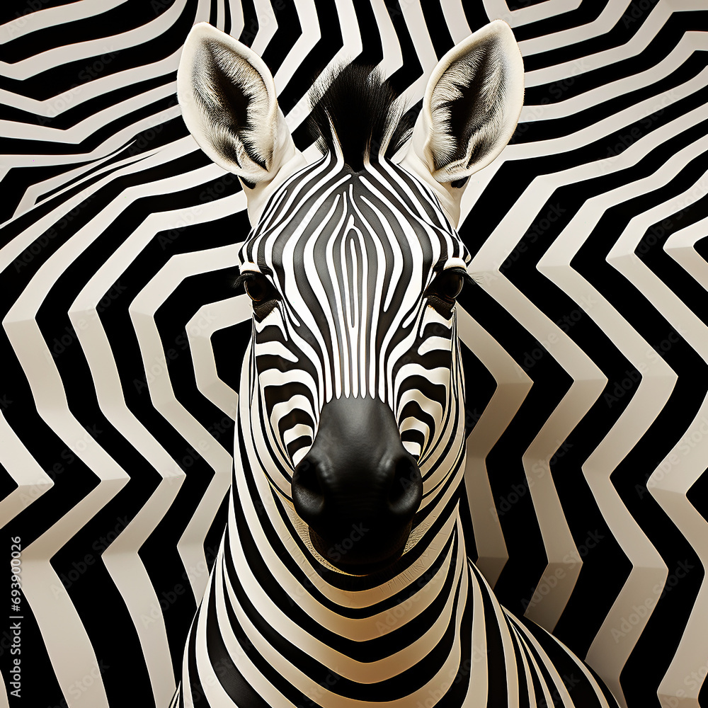 3D black and white zebra optical illusion artwork. Stock Illustration ...