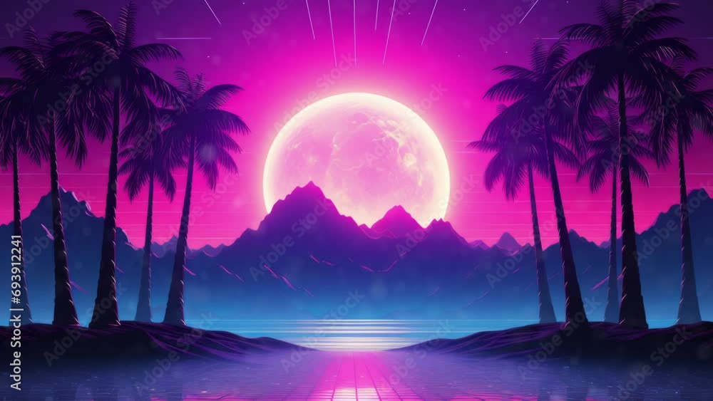 Synthwave tech Synthwave retro cyberpunk style landscape background ...