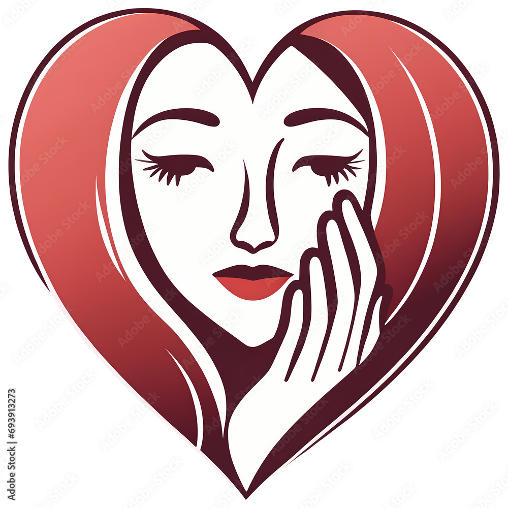 Woman with long hair heart sketch, isolated on transparent background ...