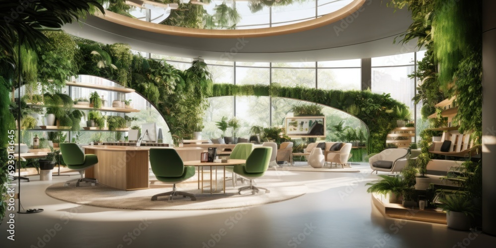 Modern Eco-Friendly Office Interior Design Stock Photo | Adobe Stock