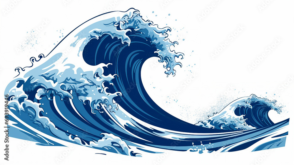 Vintage Surfing Logo Element: Abstract Grunge Wave Design with Brush ...