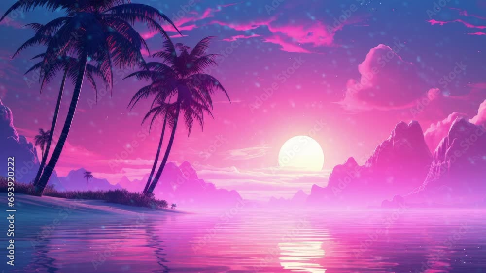 Synthwave tech 3D computer graphics pastel neon colors landscape, pink ...