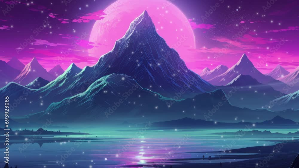 Synthwave tech. Syntwave Mountains. Future Adventure Exploration. Can ...