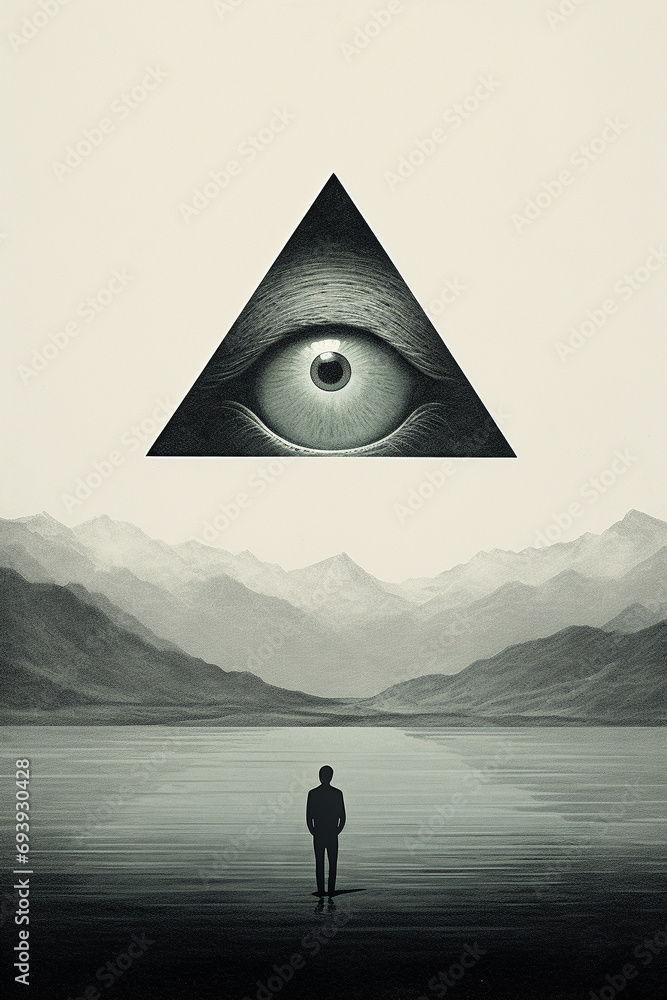 Mystical Illumination: Digital Illustration of a Enigmatic Pyramid with ...