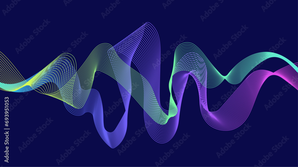 Blue green and purple violet music soundwave background design. Sound ...