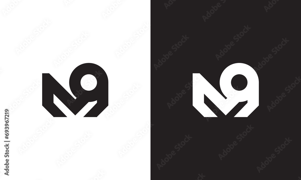 M9 logo, monogram unique logo, black and white logo, premium elegant logo, letter M9 Vector ...
