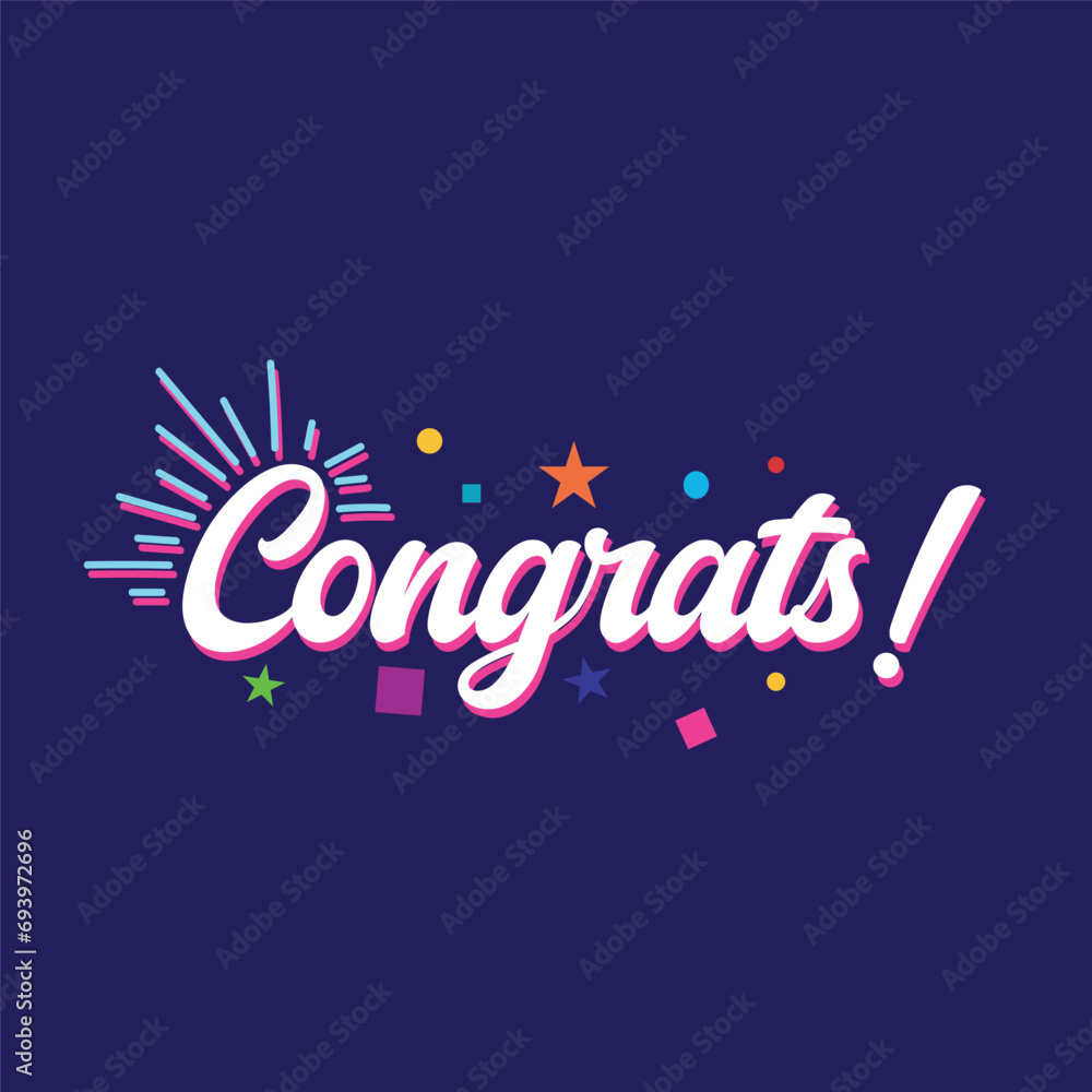 Congrats lettering vector illustration. Congratulating banner for ...