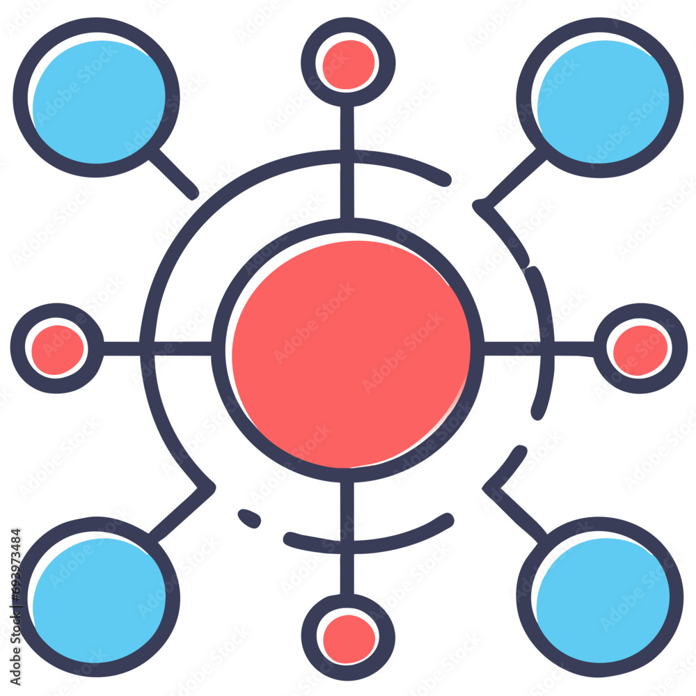 Circular network with central hub. vektor icon illustation Stock Vector ...