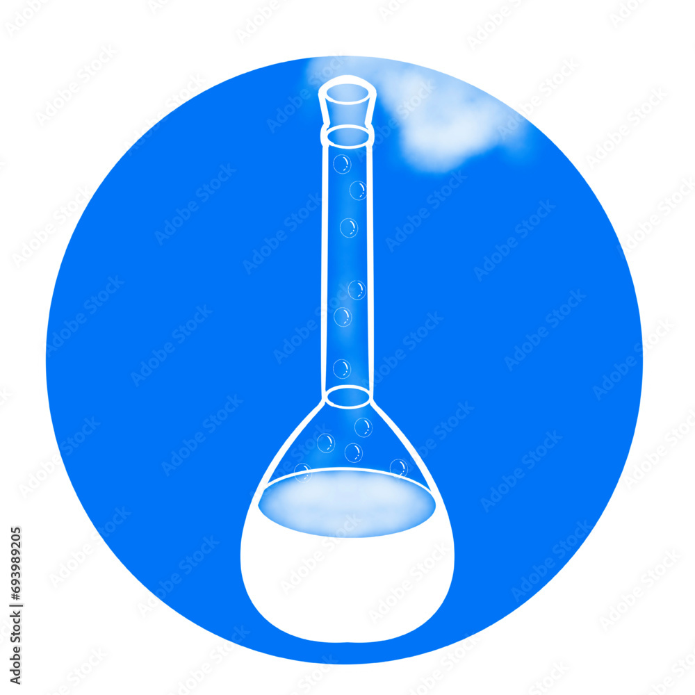Reaction tube cylinder sign Illustration with blue background. The ...
