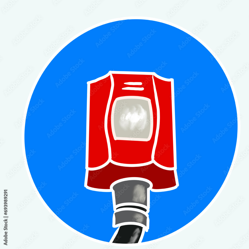 Red alarm horn and lamp fire warning illustration with blue background ...