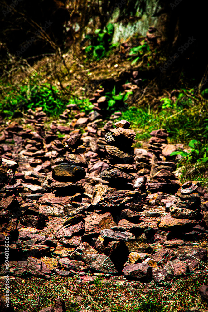 Fitas small piles of stacked flat stones ancient symbols of roads ...