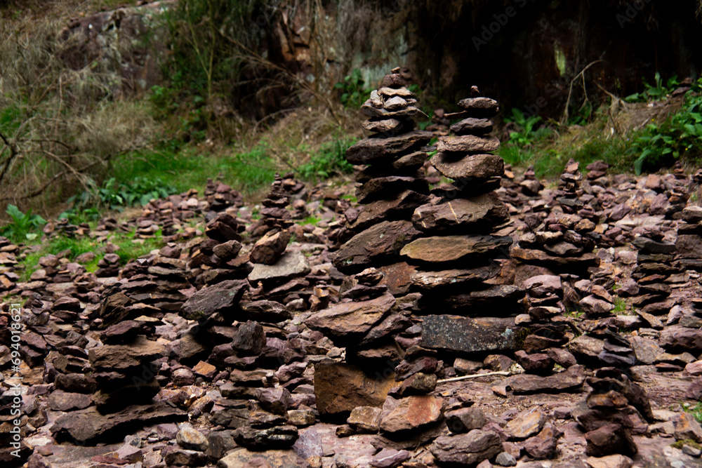 Fitas small piles of stacked flat stones ancient symbols of roads ...