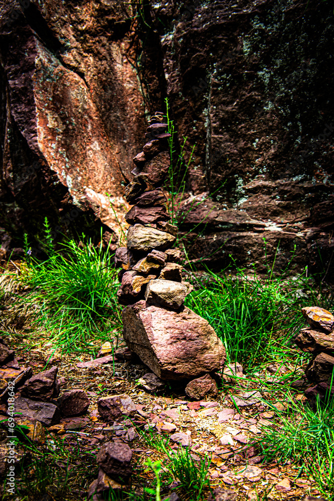 Fitas small piles of stacked flat stones ancient symbols of roads ...