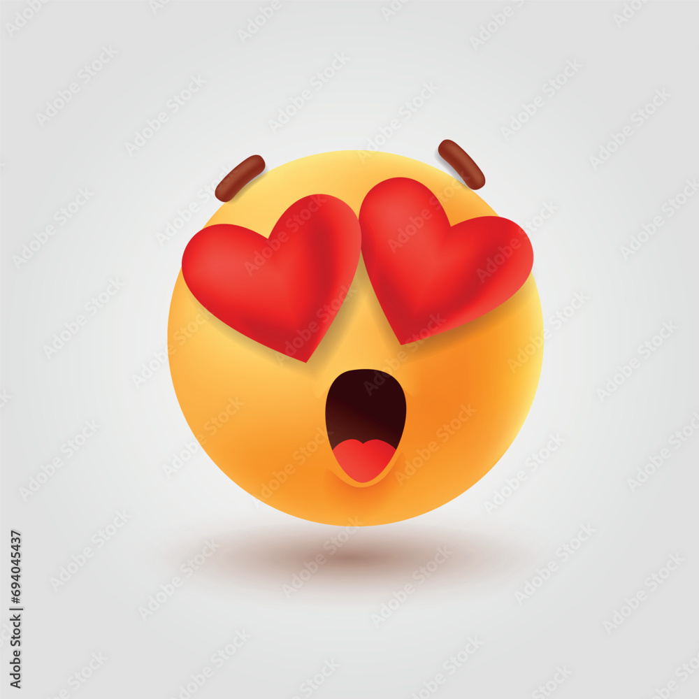 Smiling emoticon Face with Heart Eyes, happy smiley emoji with heart ...