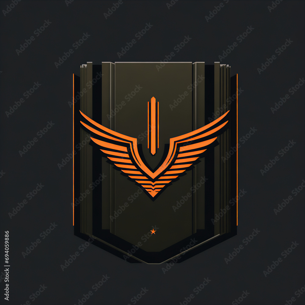Geometric Military Book Logo with Bold Lines and Sharp Angles Stock ...