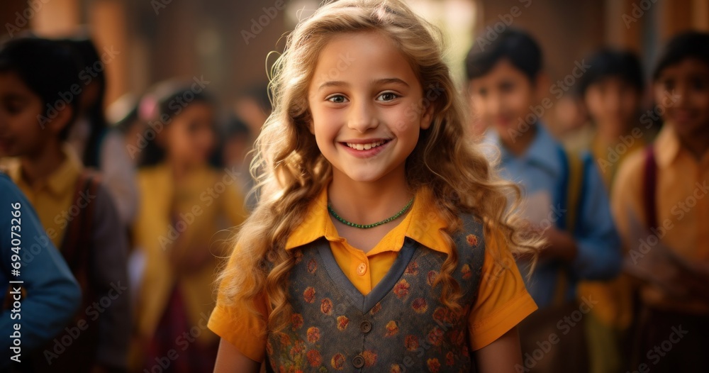 Smiling Child Amidst Rural School Setting Stock Photo | Adobe Stock