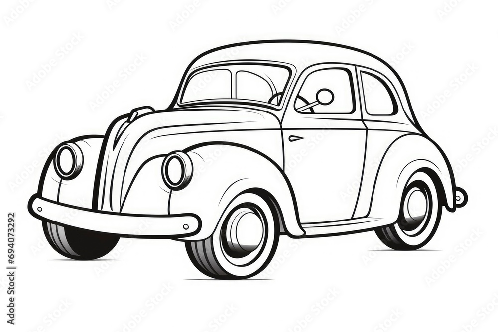 Children's coloring book car. Coloring page line art for book and ...