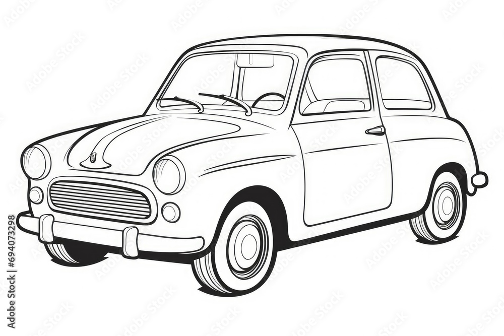 Children's coloring book car. Coloring page line art for book and ...