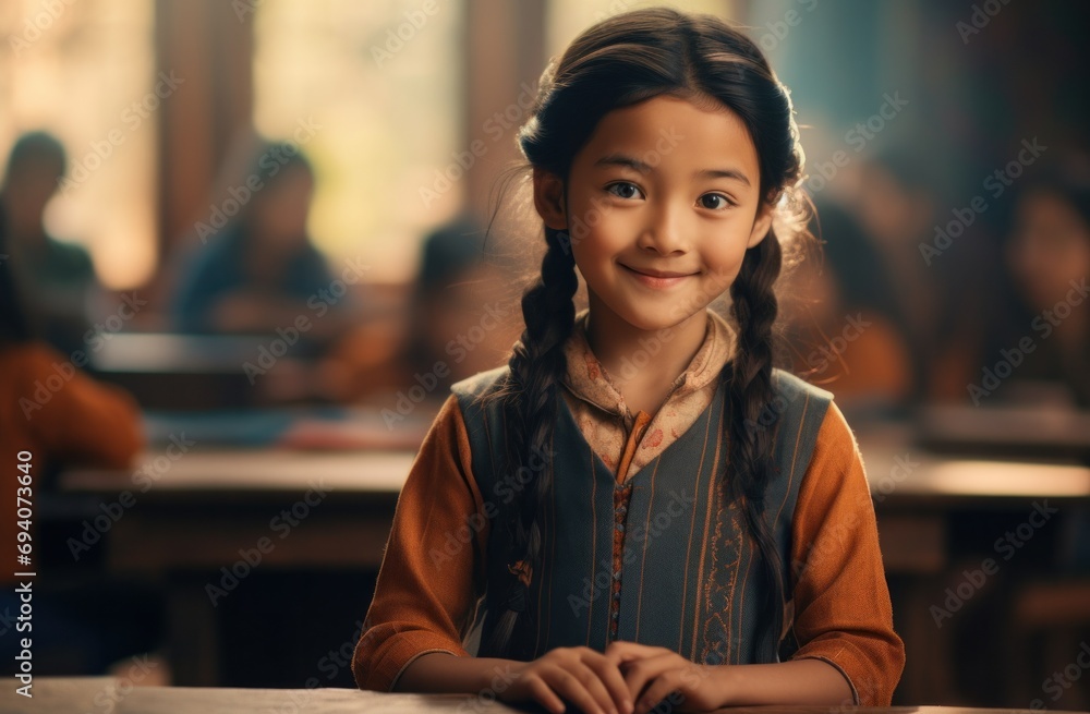 Rural Child in Bright Classroom Stock Photo | Adobe Stock