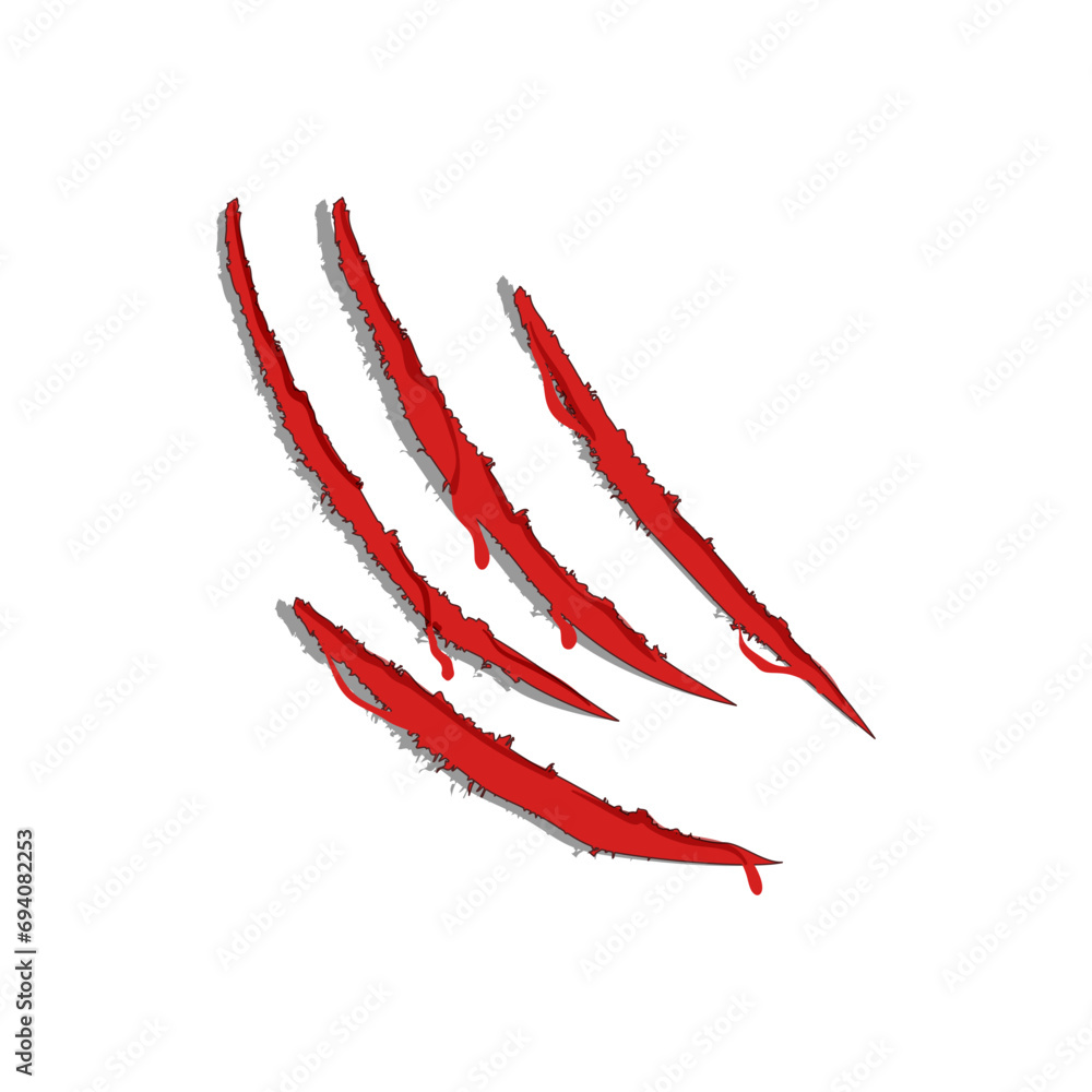 tiger claw scratch cartoon. mark paw, animal cat, slash texture tiger ...