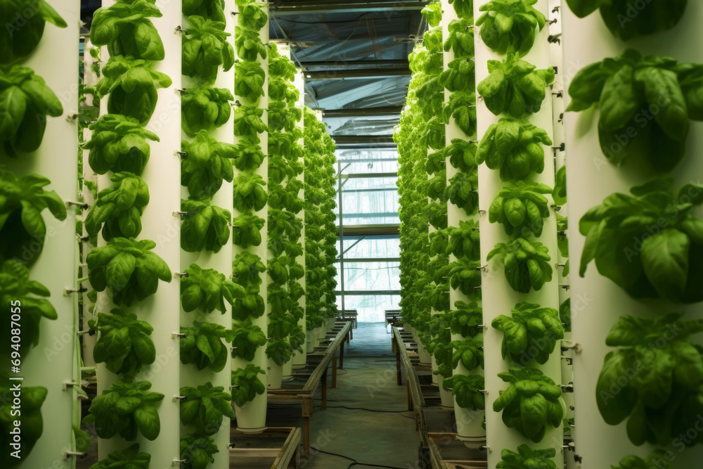 Modern vertical vegetable hydroponic system tower farm with many layers ...